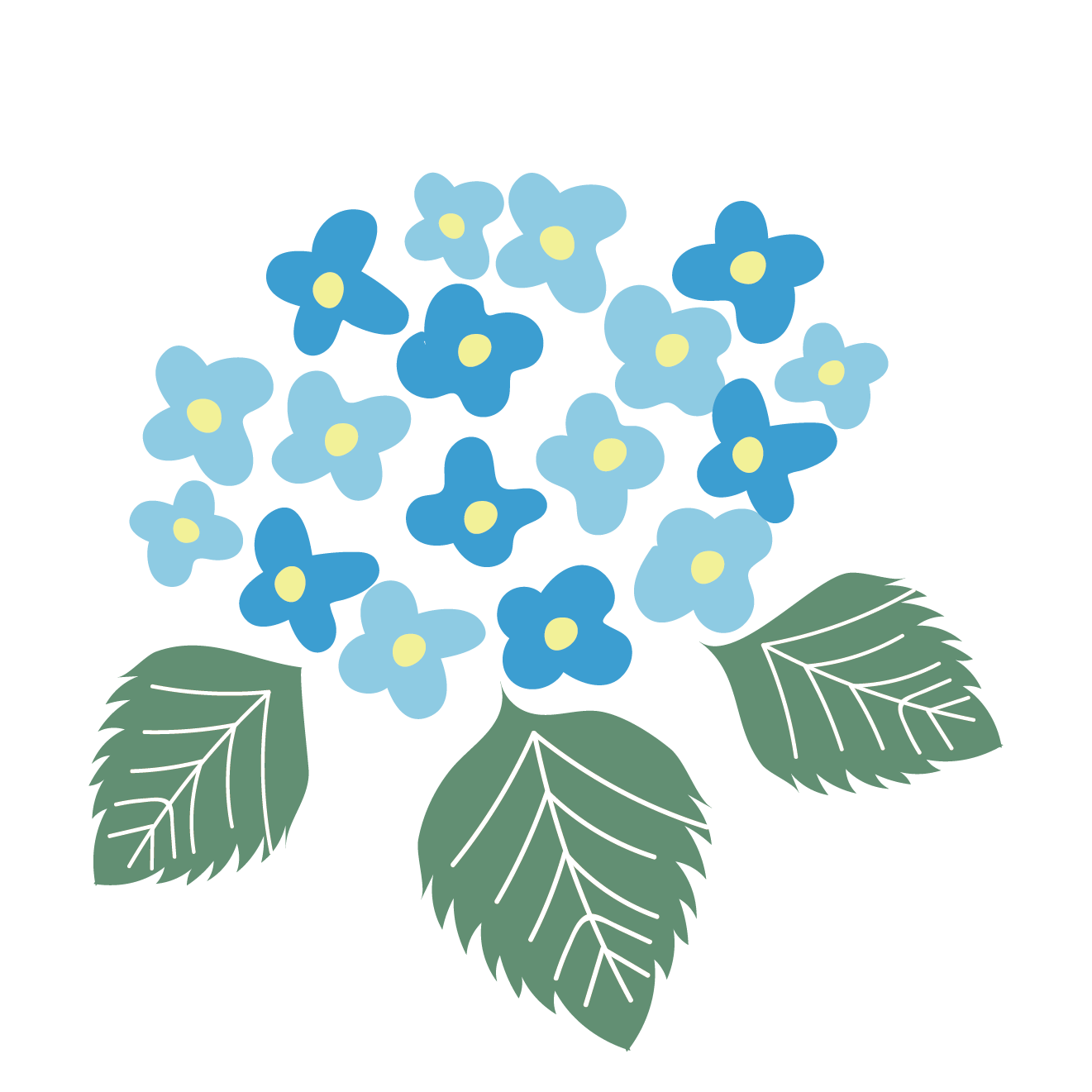 ほっこり水色の紫陽花(アジサイ) 商用フリー無料のイラスト素材なら「イラストマンション」