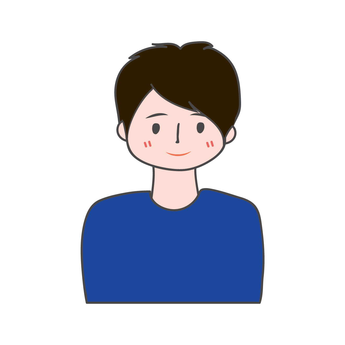 恥ずかしい、照れている表情の男性のイラスト | 商用フリー(無料)のイラスト素材なら「イラストマンション」