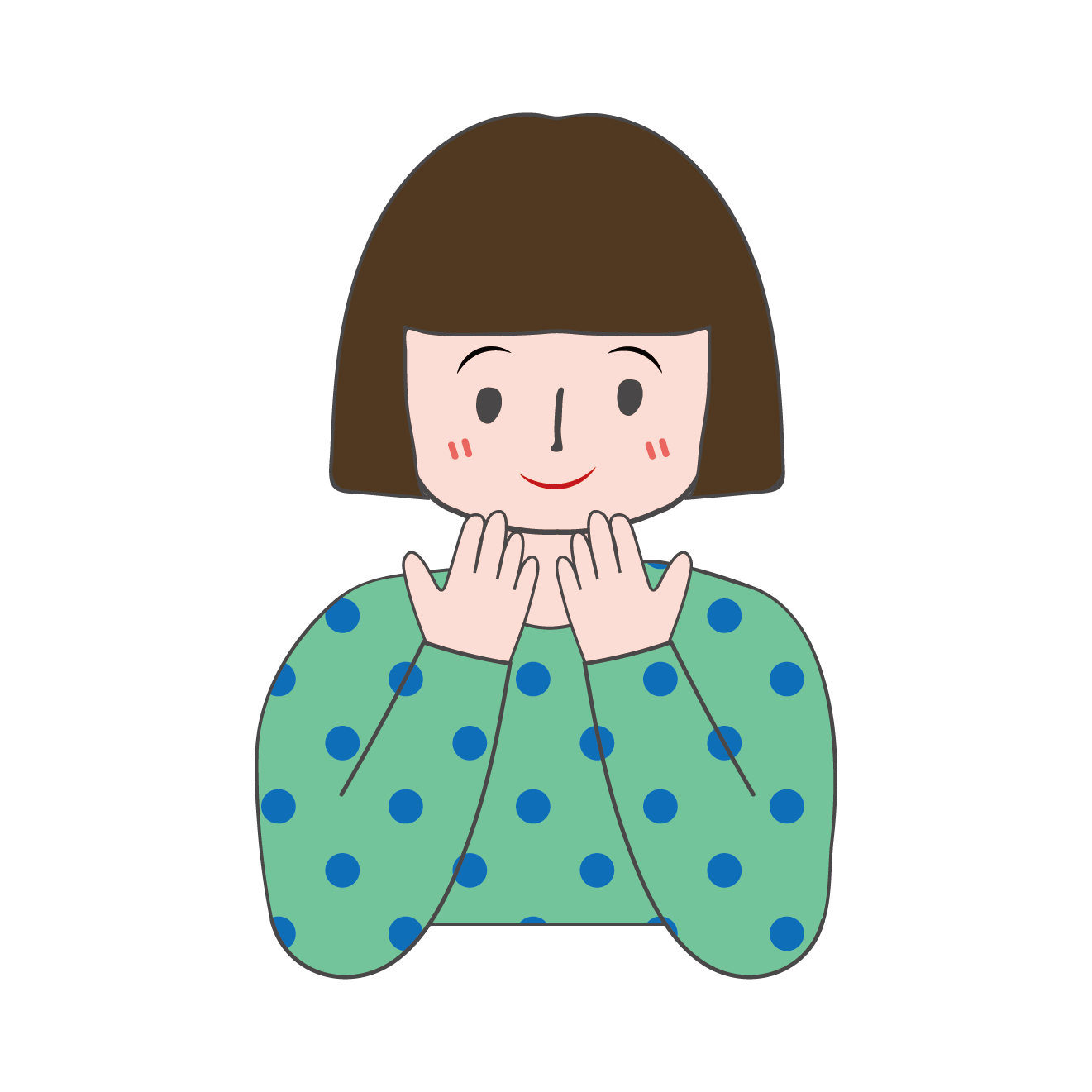 恥ずかしい、照れている表情の女の子のイラスト | 商用フリー(無料)のイラスト素材なら「イラストマンション」